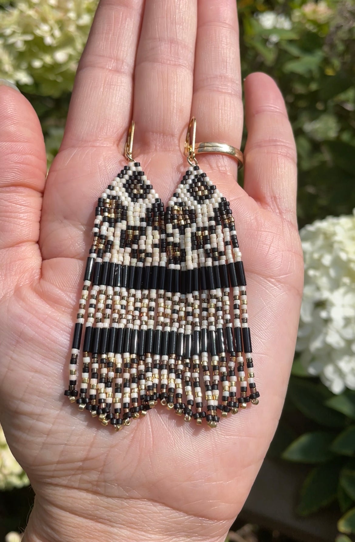 Long Leopard Print Seed Bead Fringe Earrings – WhimsyBeadworks